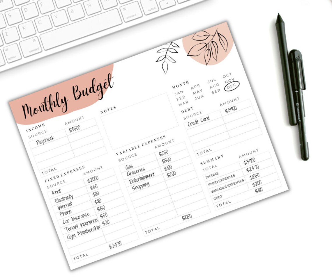 Boho Monthly Budget Planner Printable, Monthly Budget Spreadsheet ...