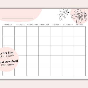 Colourful Blank Monthly Calendar Printable, Pastel Blank Monthly ...