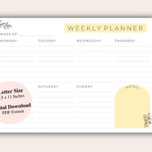 Weekly Planner Printable to Do List, Minimal Weekly Planner, Digital ...