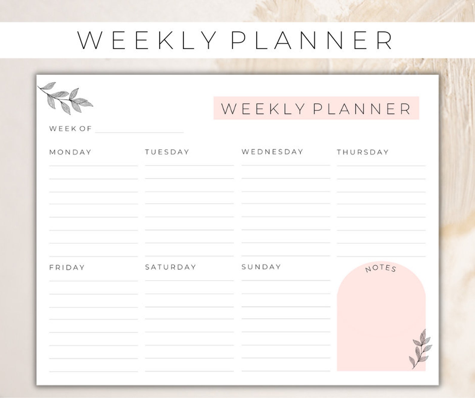 Weekly Planner Printable to Do List Minimal Weekly Planner | Etsy Canada