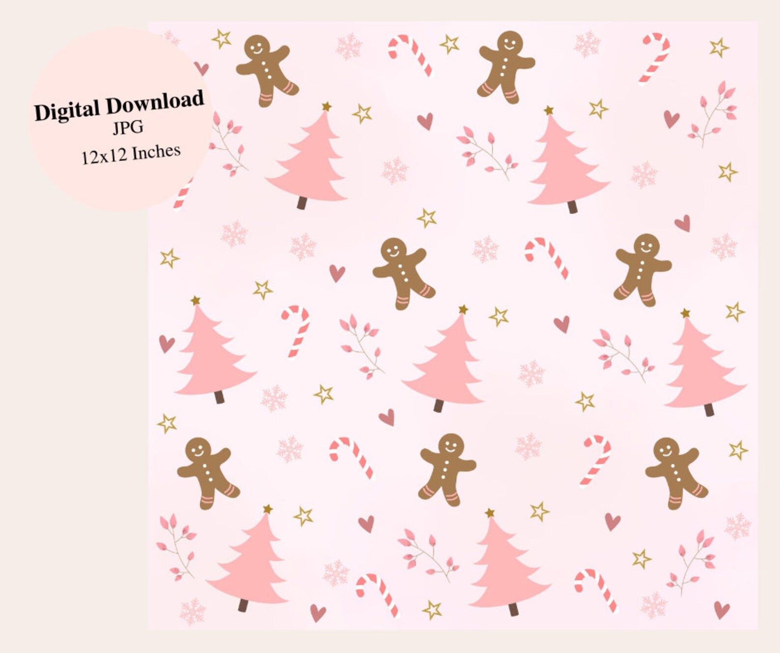 Pink Christmas Digital Paper Boho Digital Paper Printable Scrapbooking ...