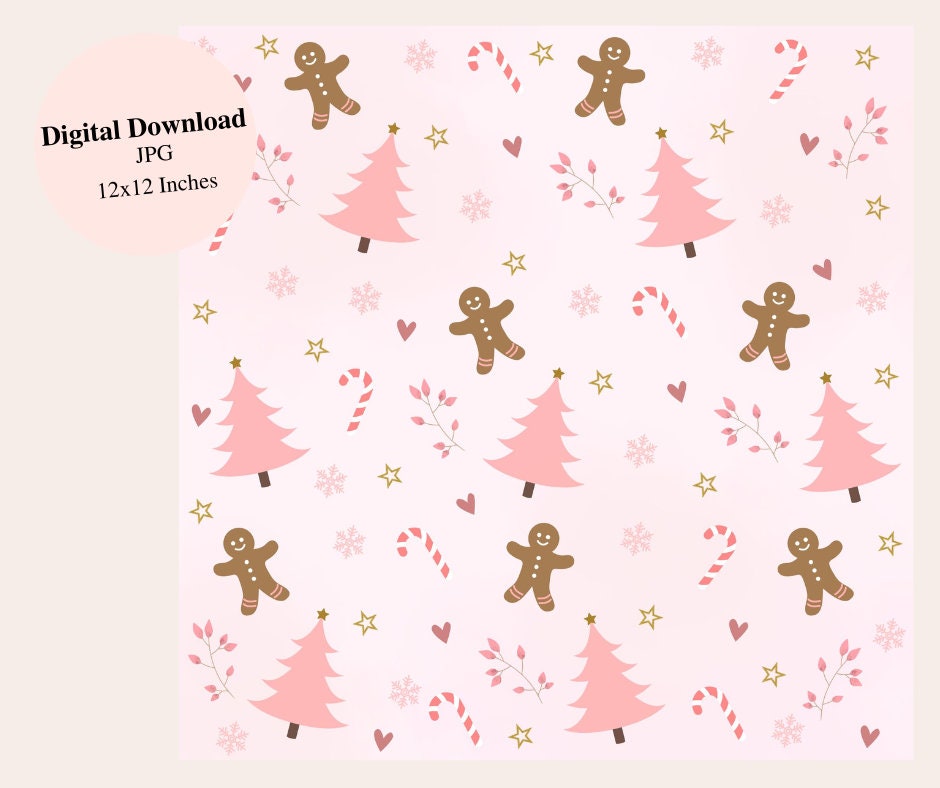 Pink Christmas Digital Paper Boho Digital Paper Printable Scrapbooking ...