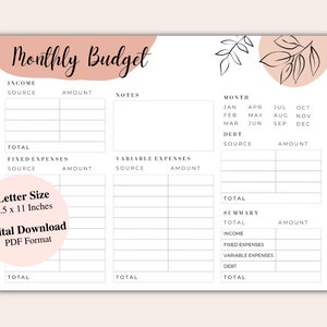Boho Monthly Budget Planner Printable, Monthly Budget Spreadsheet ...