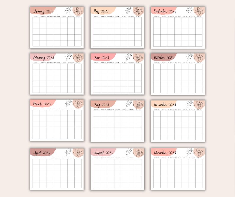 UPDATED 2024-2025 Monthly Calendar Bundle, Neutral Boho Calendar ...