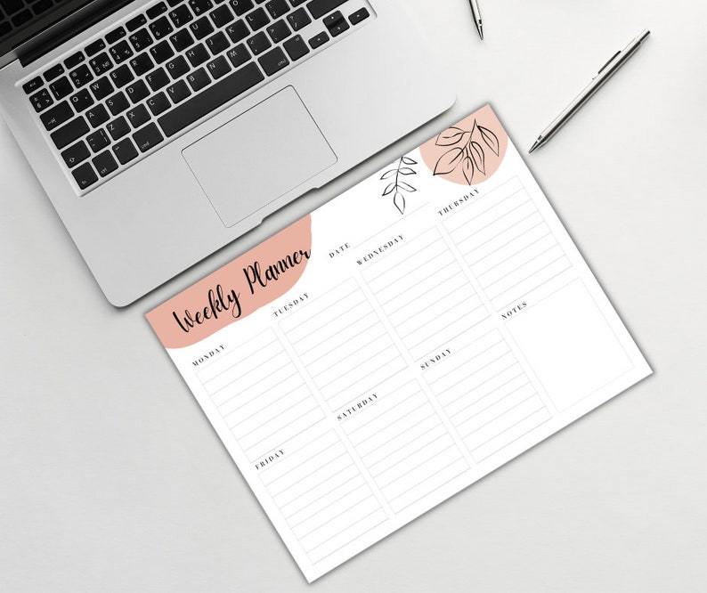 Boho Weekly Planner Printable, Weekly Planner Template, Minimalist ...