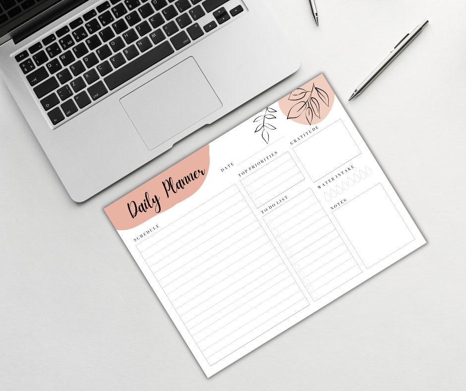 Boho Daily Planner Printable, Daily Planner Template, Minimalist ...