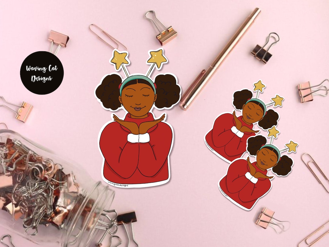 Cute Black Girl With Deeply Boppers, Naomi Joy Die Cut Sticker ...