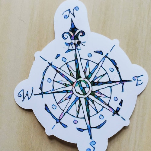 Mountain Wolf Compass Vinyl Decal Sticker Compass Rose | Etsy