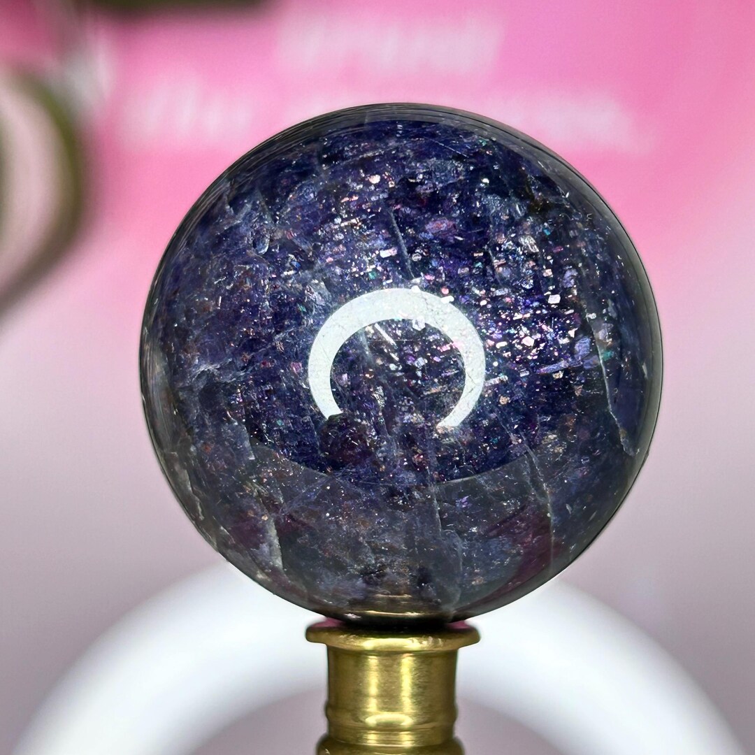 Rare Bloodshot Iolite Crystal Sphere, 40 MM, Confetti Iolite, Shimmers ...