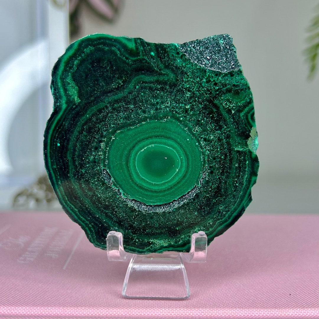 High Grade Malachite Crystal Slab, 6.5 CM, Congo, Banded Malachite ...