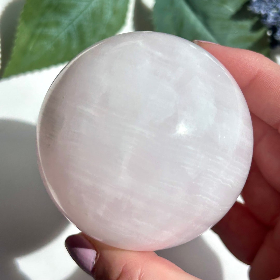 Large Pink Mangano Calcite Sphere, 61 MM, UV Reactive Pink Calcite ...