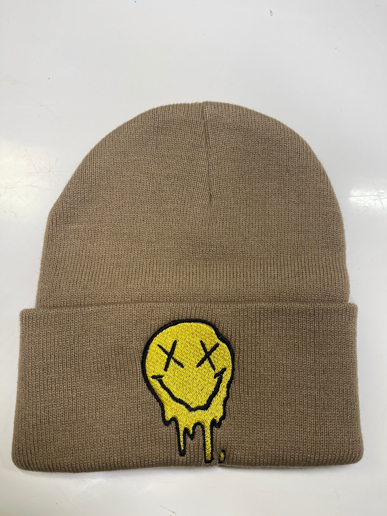 Smiley Face Beanie, Dripping Smiley Face Beanie, Melting Smiley Face ...