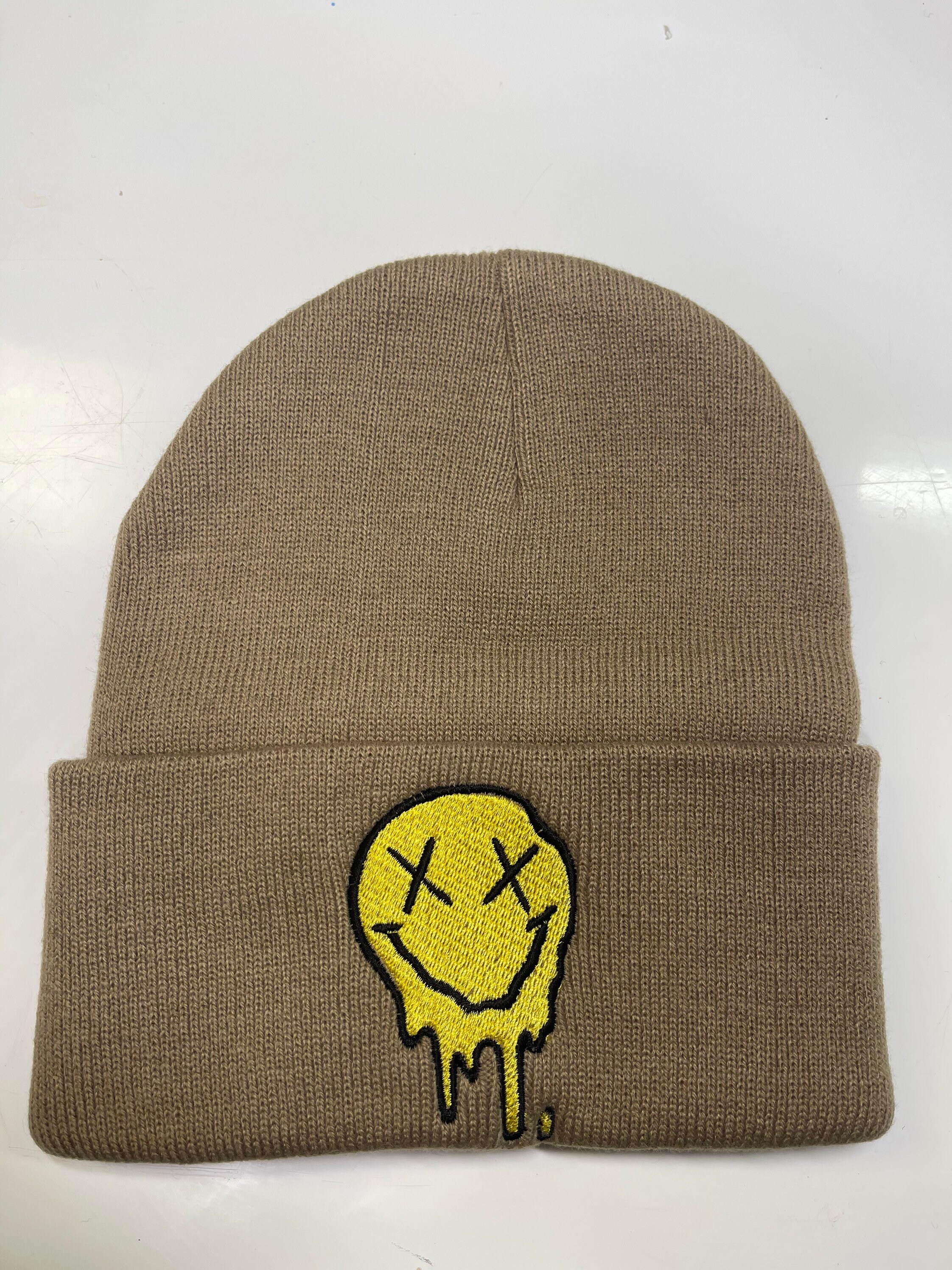 Smiley Face Beanie, Dripping Smiley Face Beanie, Melting Smiley Face ...