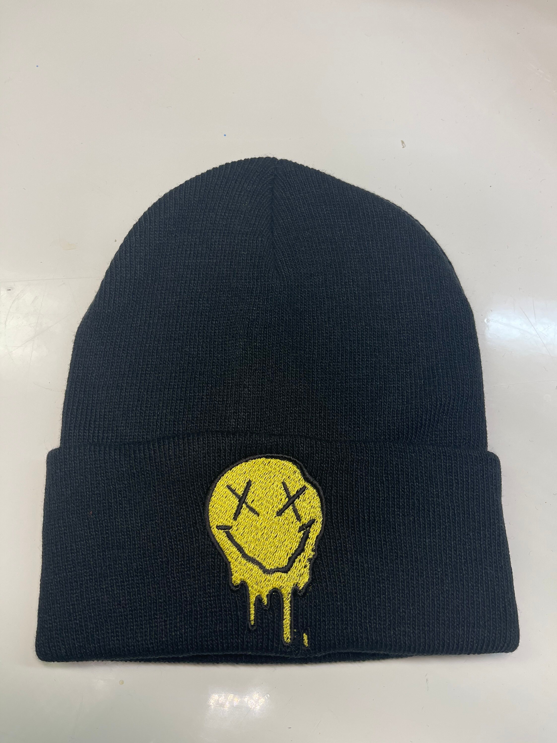 Smiley Face Beanie, Dripping Smiley Face Beanie, Melting Smiley Face ...