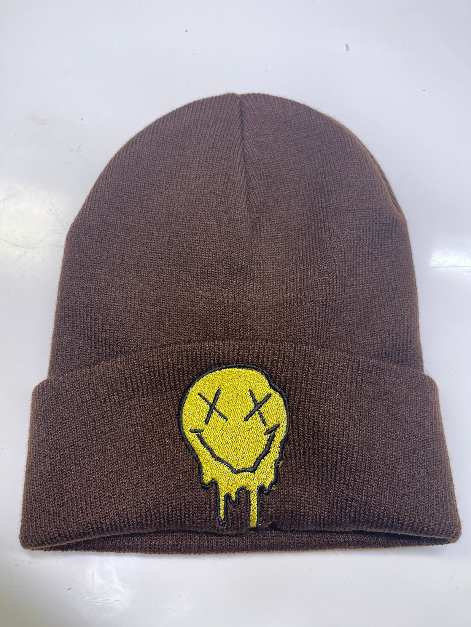 Smiley Face Beanie, Dripping Smiley Face Beanie, Melting Smiley Face ...