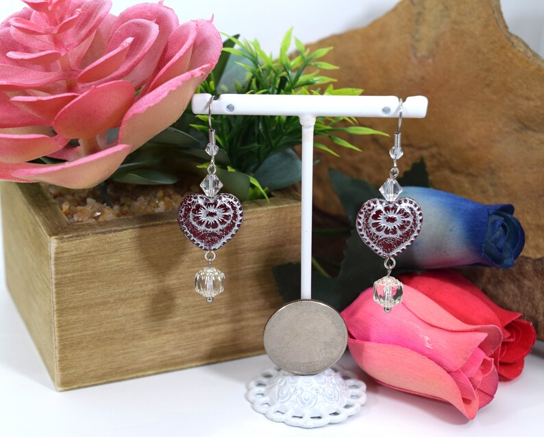 Czech Heart Earrings - Etsy