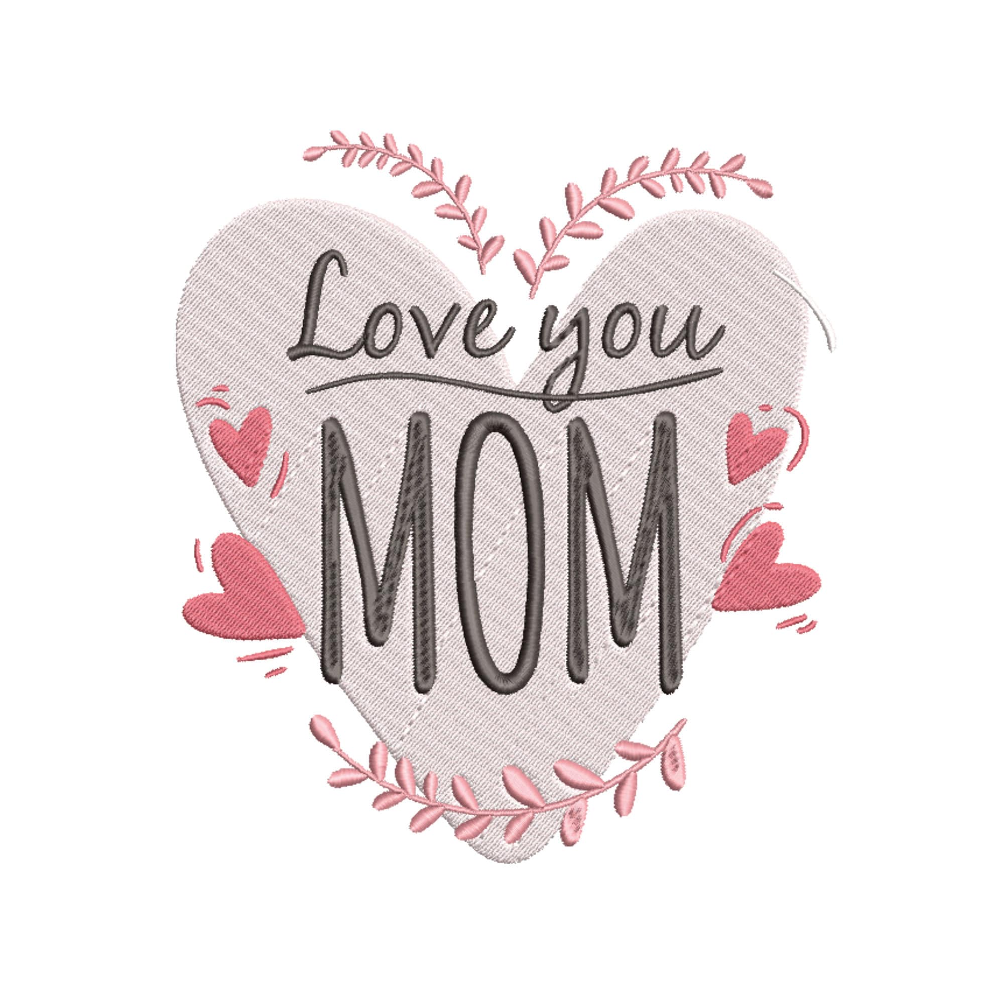 Mothersday "i Love You Mom" Font Embroidery Design Pattern File 6 Sizes ...
