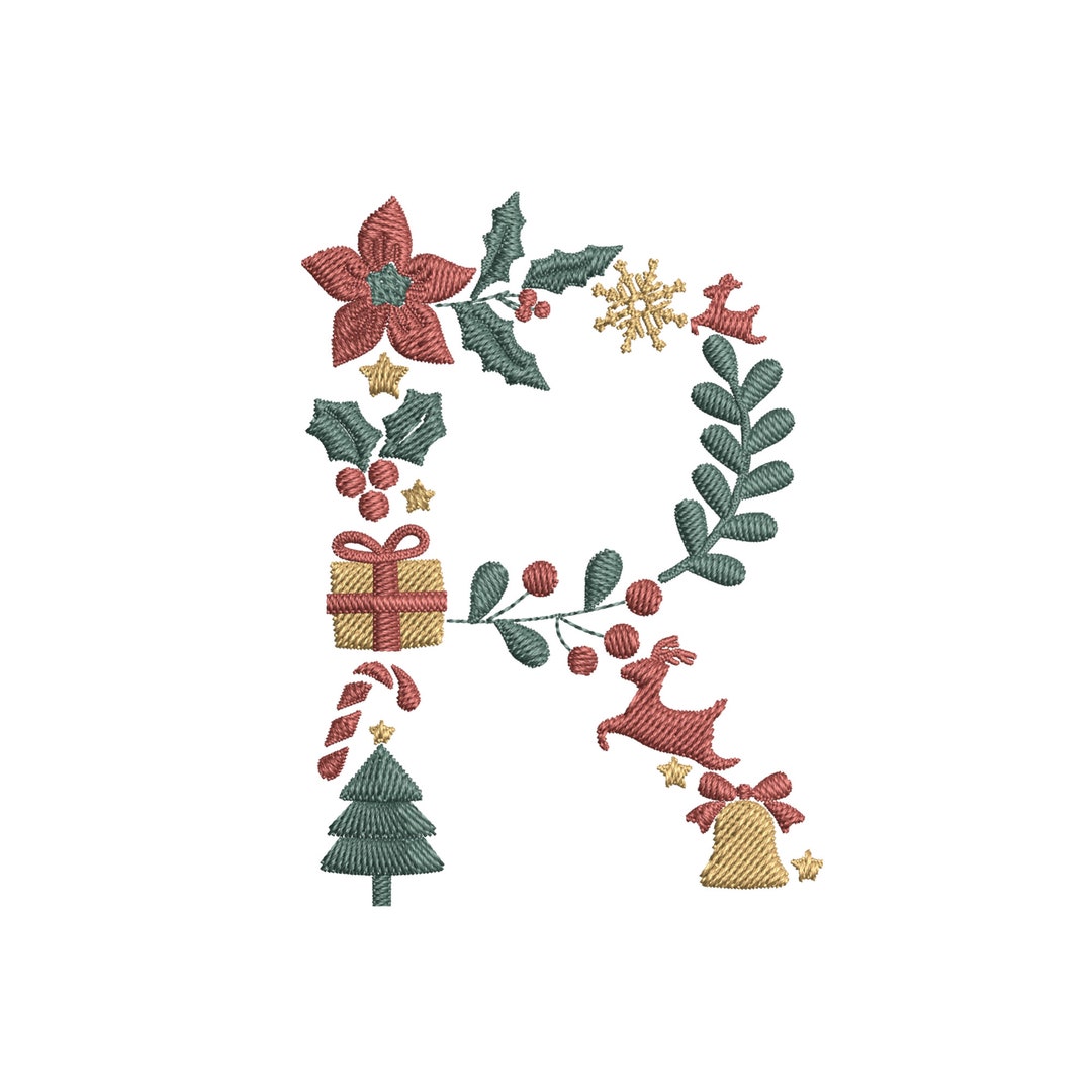 Christmas Alphabet Machine Embroidery Letter r 10cm 4 & 15 Cm 5,9 ...