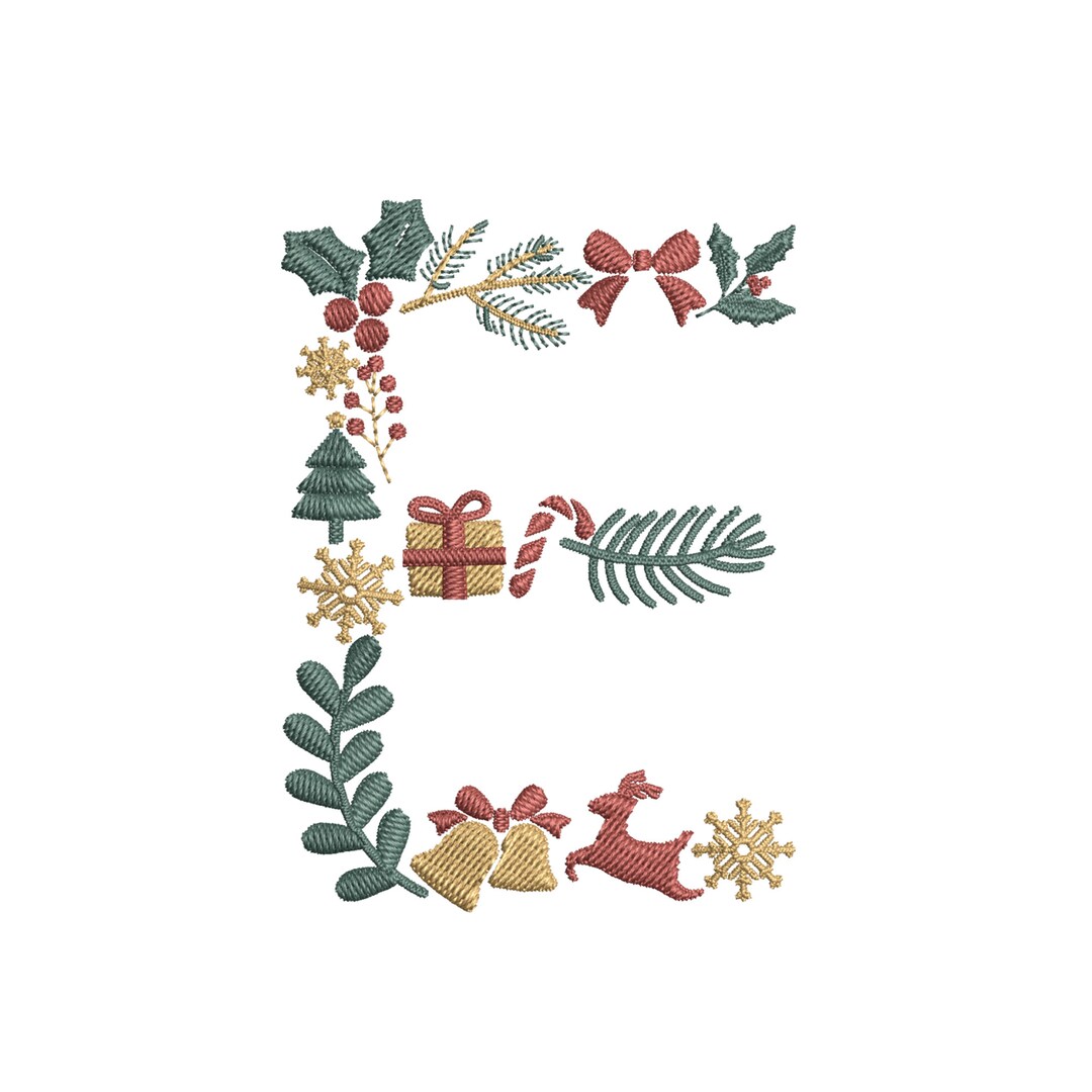 Christmas Alphabet Machine Embroidery Letter e 10cm 4 & 15 Cm 5,9 ...