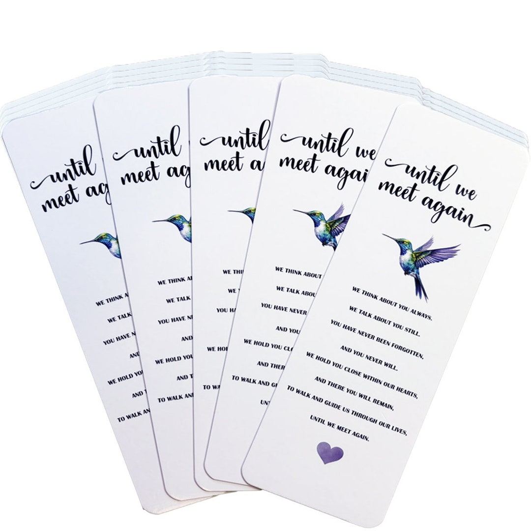 Hummingbird Bookmarks With Sympathy Poem - Funeral Favors for Guests ...