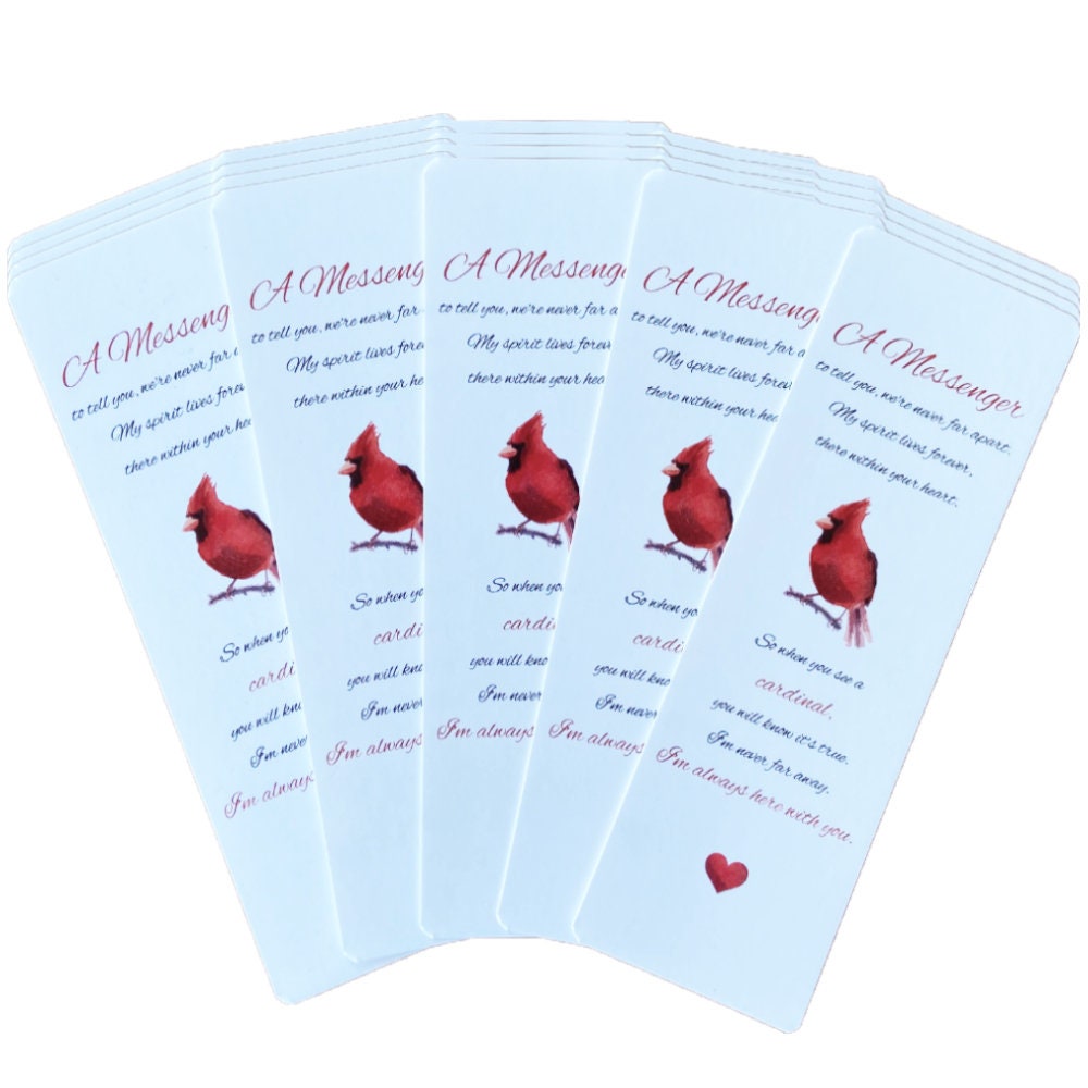 Cardinal Bookmarks With Sympathy Poem - Funeral Favors for Guests ...