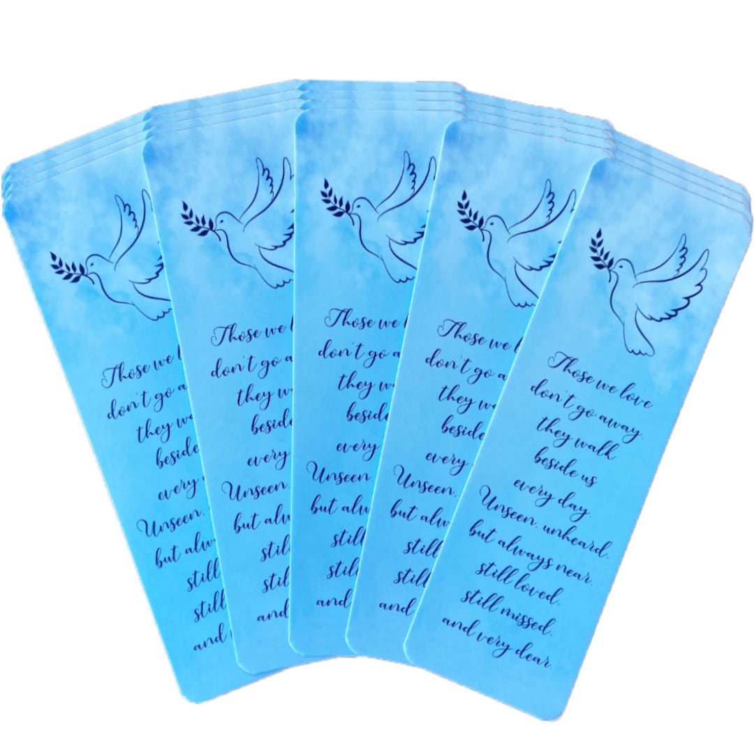 Dove Bookmarks With Sympathy Poem - Religious Funeral Favors for Guests ...
