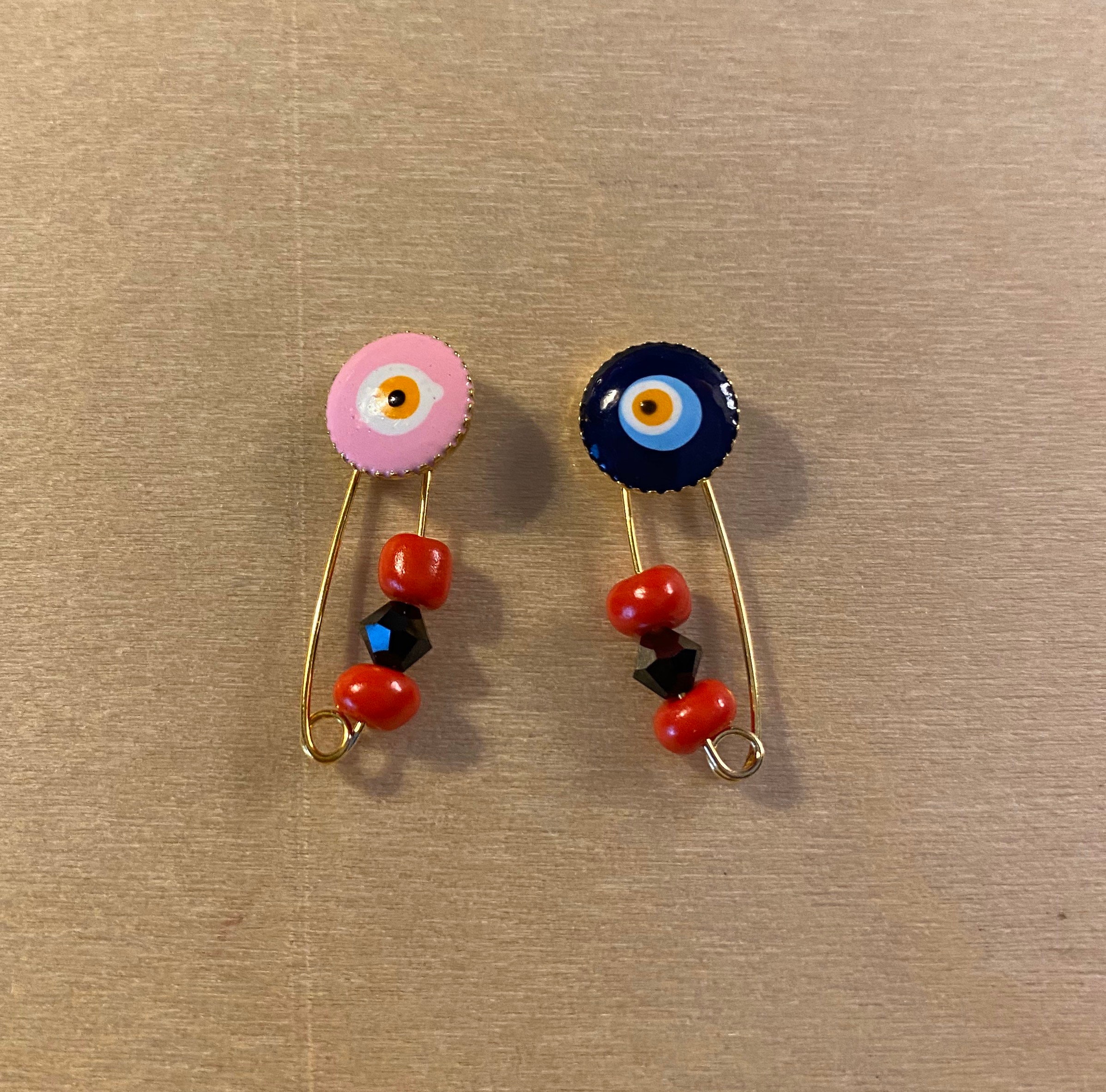 Evil Eye Azabache Pin. Blue OR Pink. Gold-toned. - Etsy