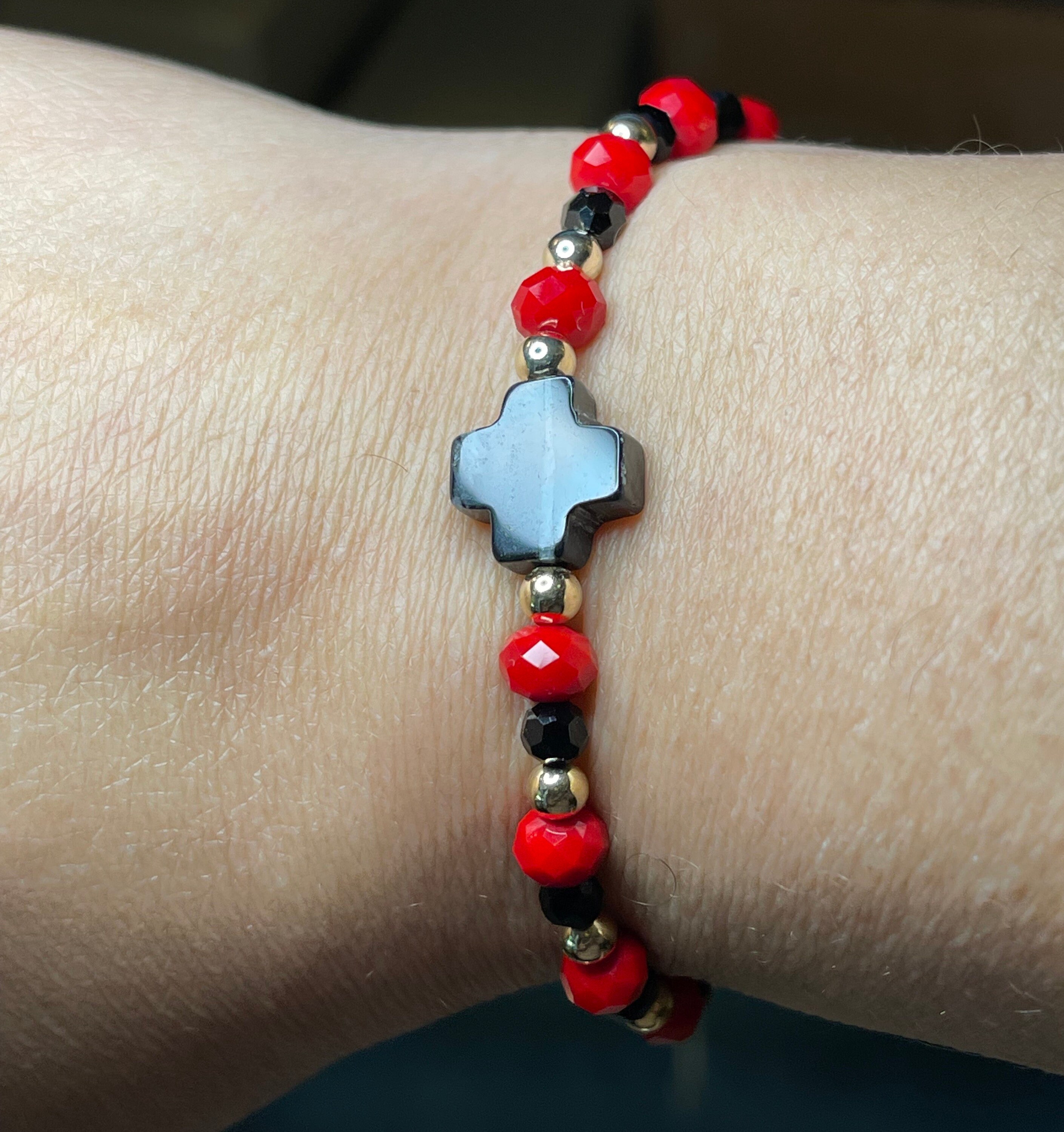 Faceted Jet & Coral-azabache Bracelet/protection/grounding - Etsy