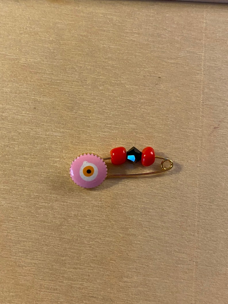Evil Eye Azabache Pin. Blue OR Pink. Gold-toned. - Etsy