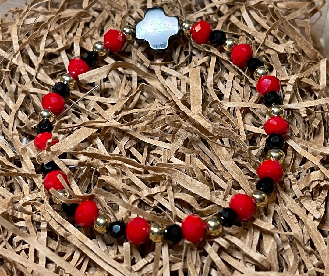 Faceted Jet & Coral-azabache Bracelet/protection/grounding - Etsy