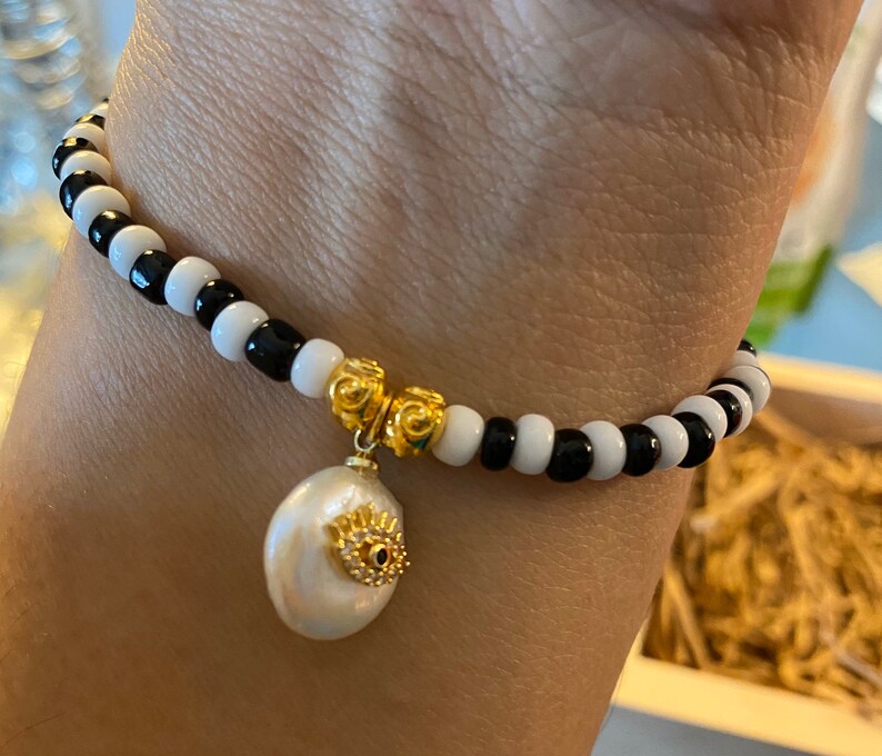 Pearl Evil Eye Bracelet Azabache - Etsy