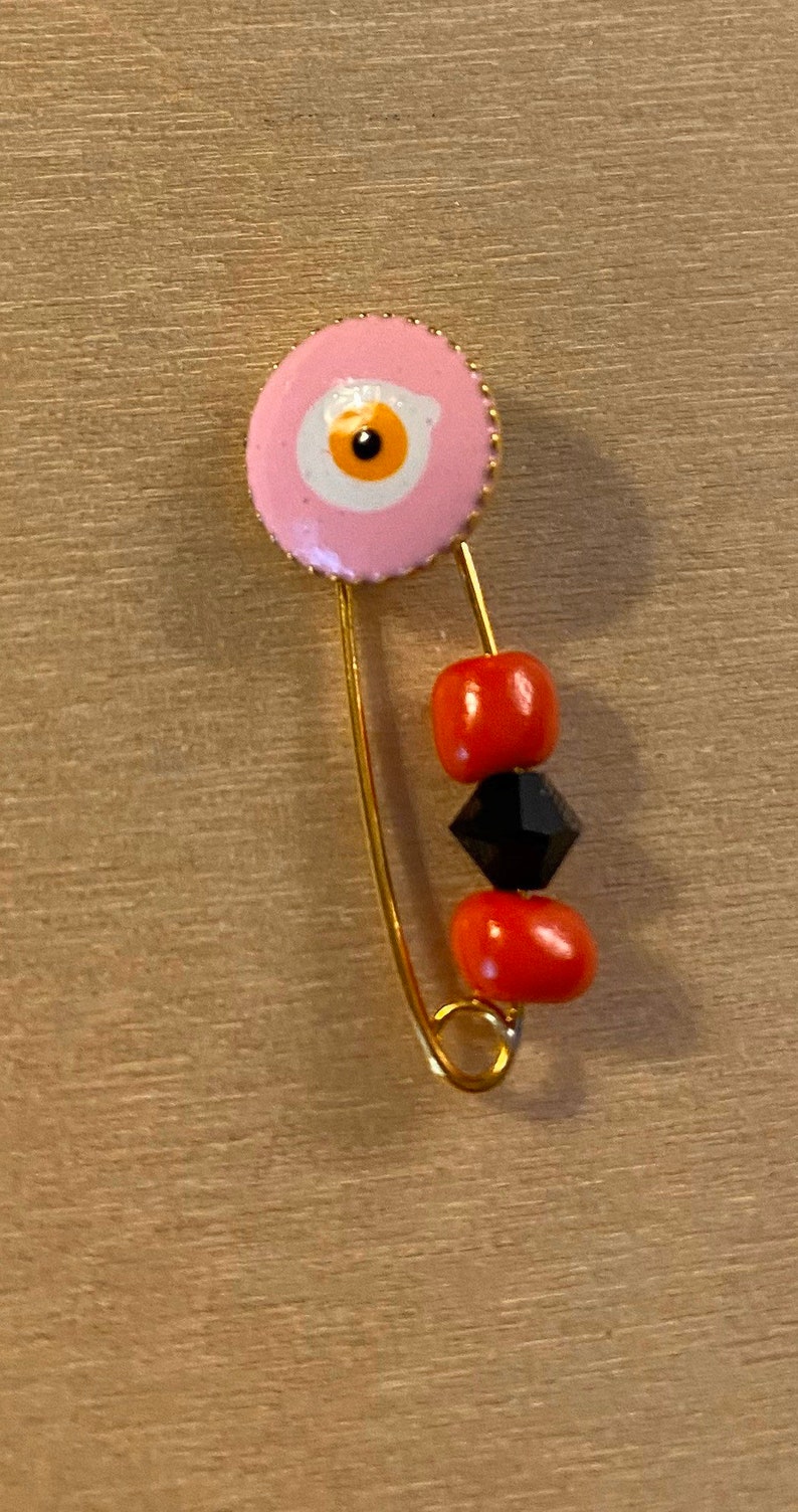 Evil Eye Azabache Pin. Blue OR Pink. Gold-toned. - Etsy