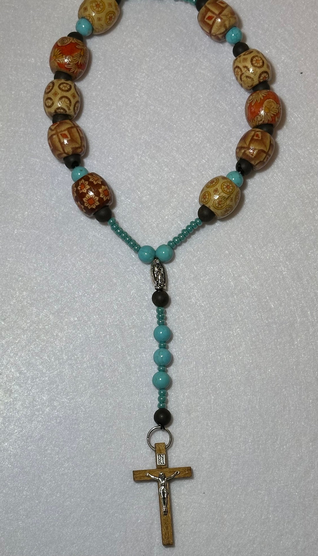 Home Blessing Door Decor/mexican Folk Art Wooden Beads/w Our Lady of ...