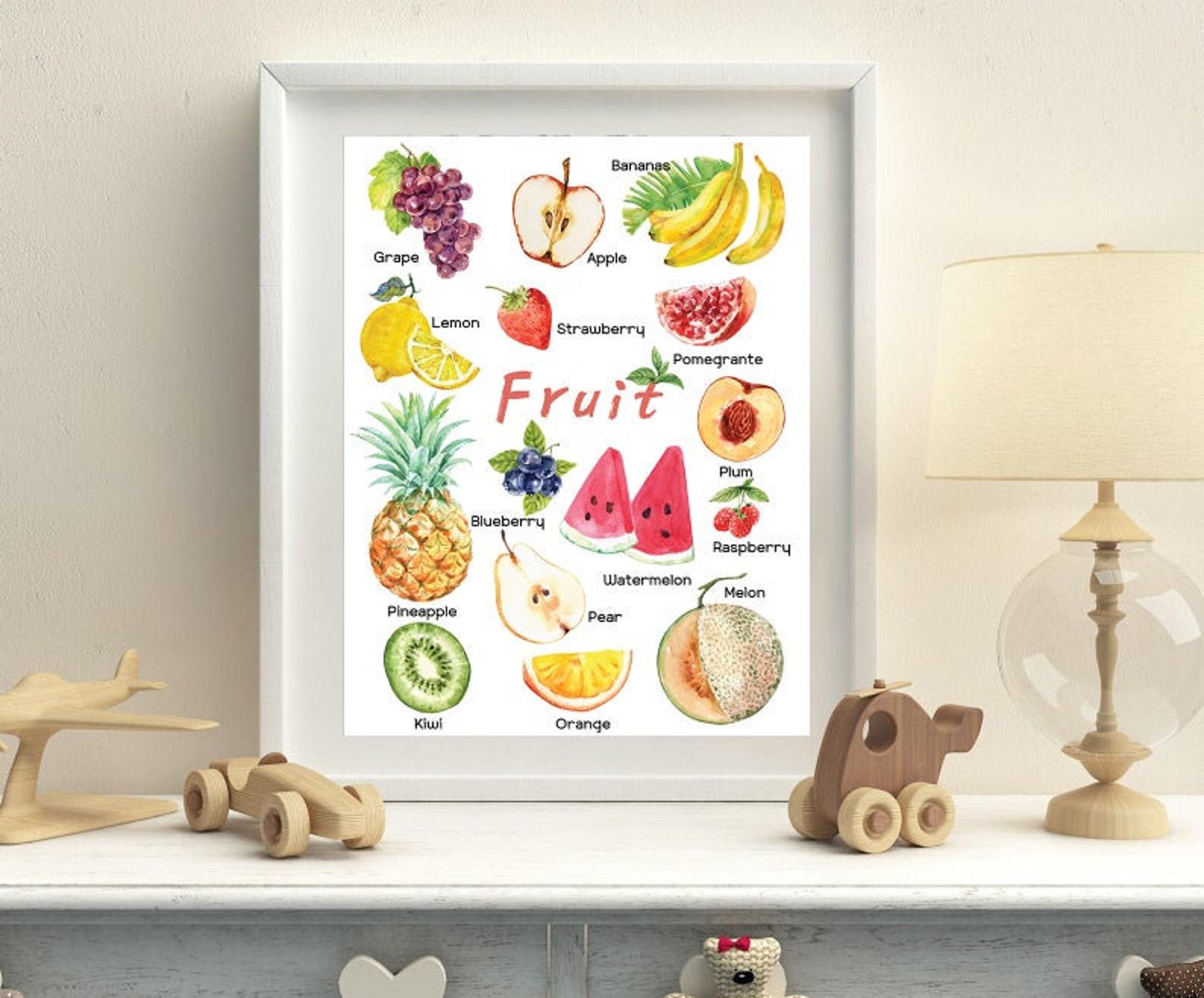 Children's Educational Fruit Poster, Fruits Print, Nursery Wall Art ...