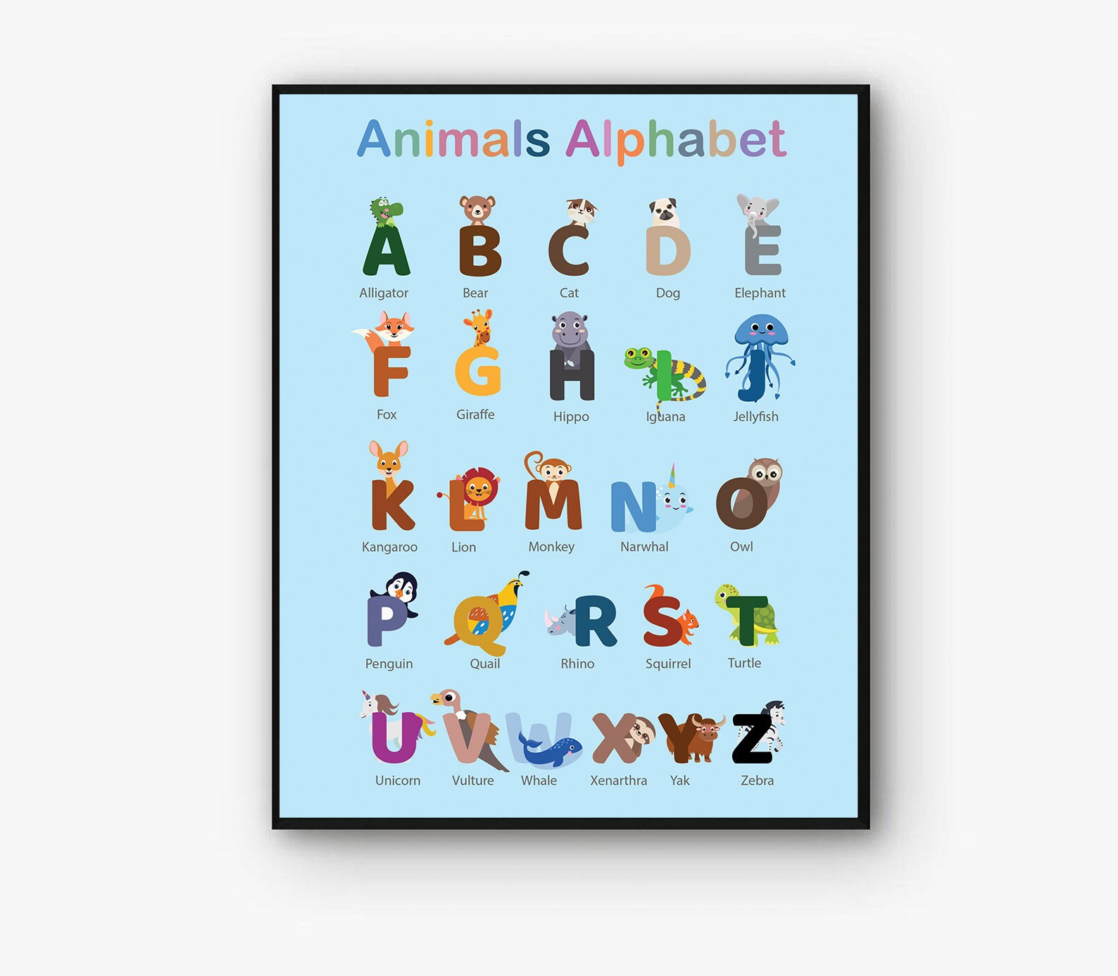 ABC Poster, Animal Alphabet Poster Wall Art , Woodland Nursery Decor ...