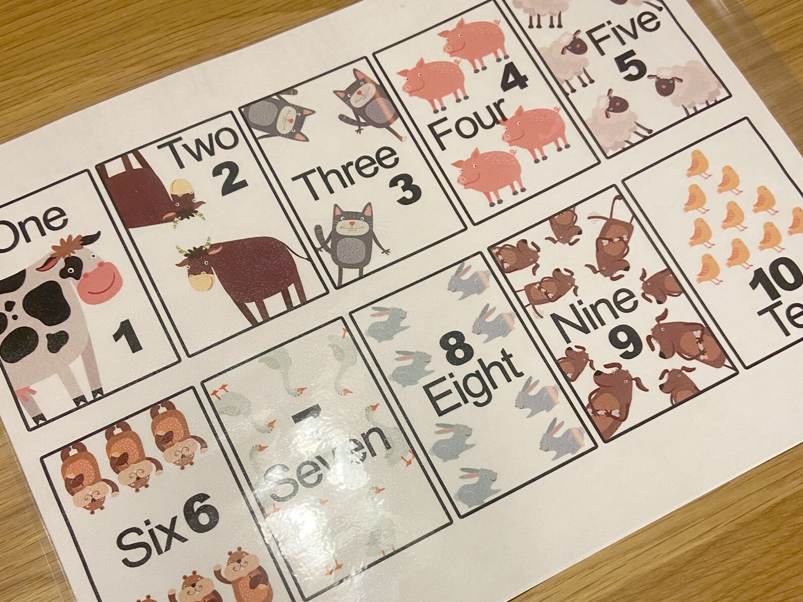 Animal Number Flash Cards, Set of Ten, Number Flash Cards, Learning ...