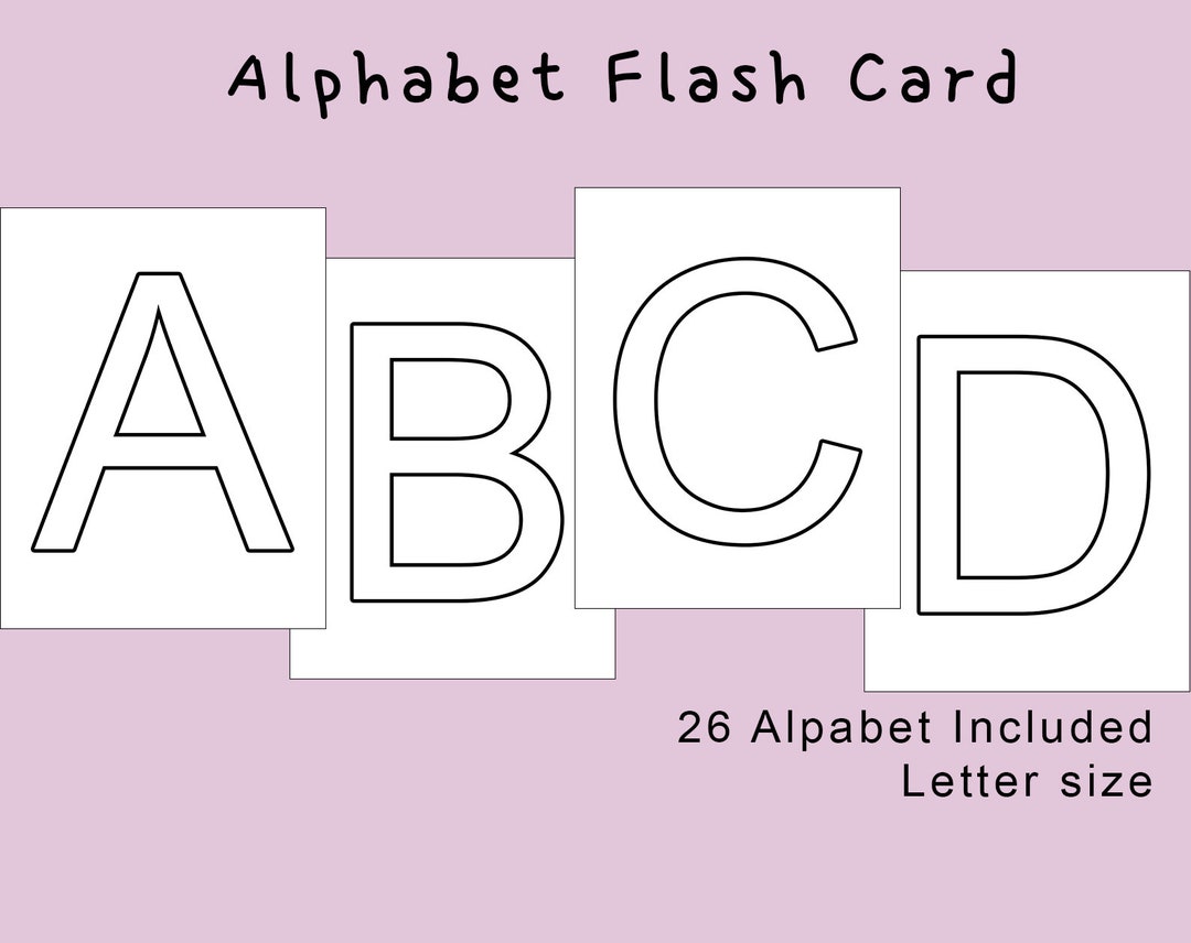 26 Printable Flashcards, ABC Capital Letters Full Alphabet, Individual ...