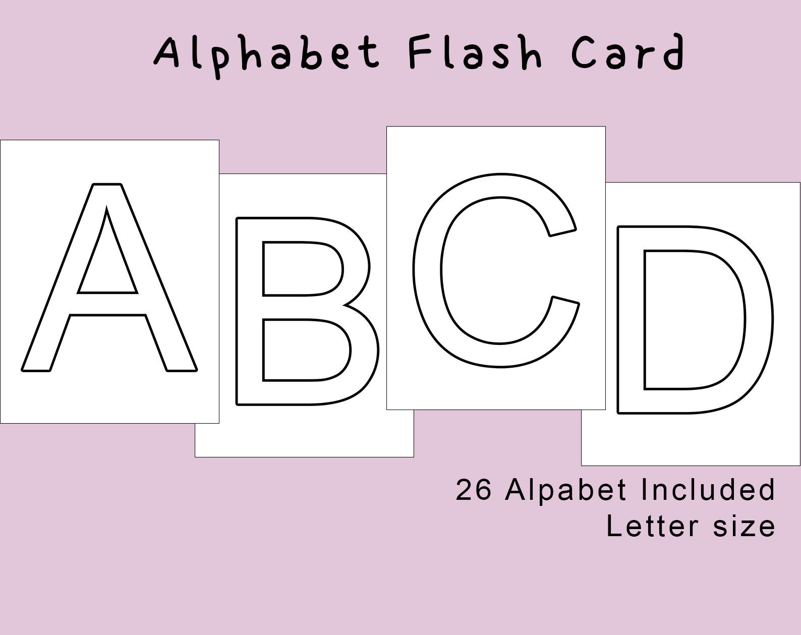 26 Printable Flashcards, ABC Capital Letters Full Alphabet, Individual ...