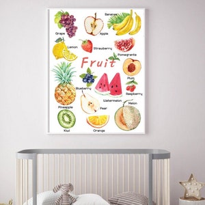 Children's Educational Fruit Poster, Fruits Print, Nursery Wall Art ...
