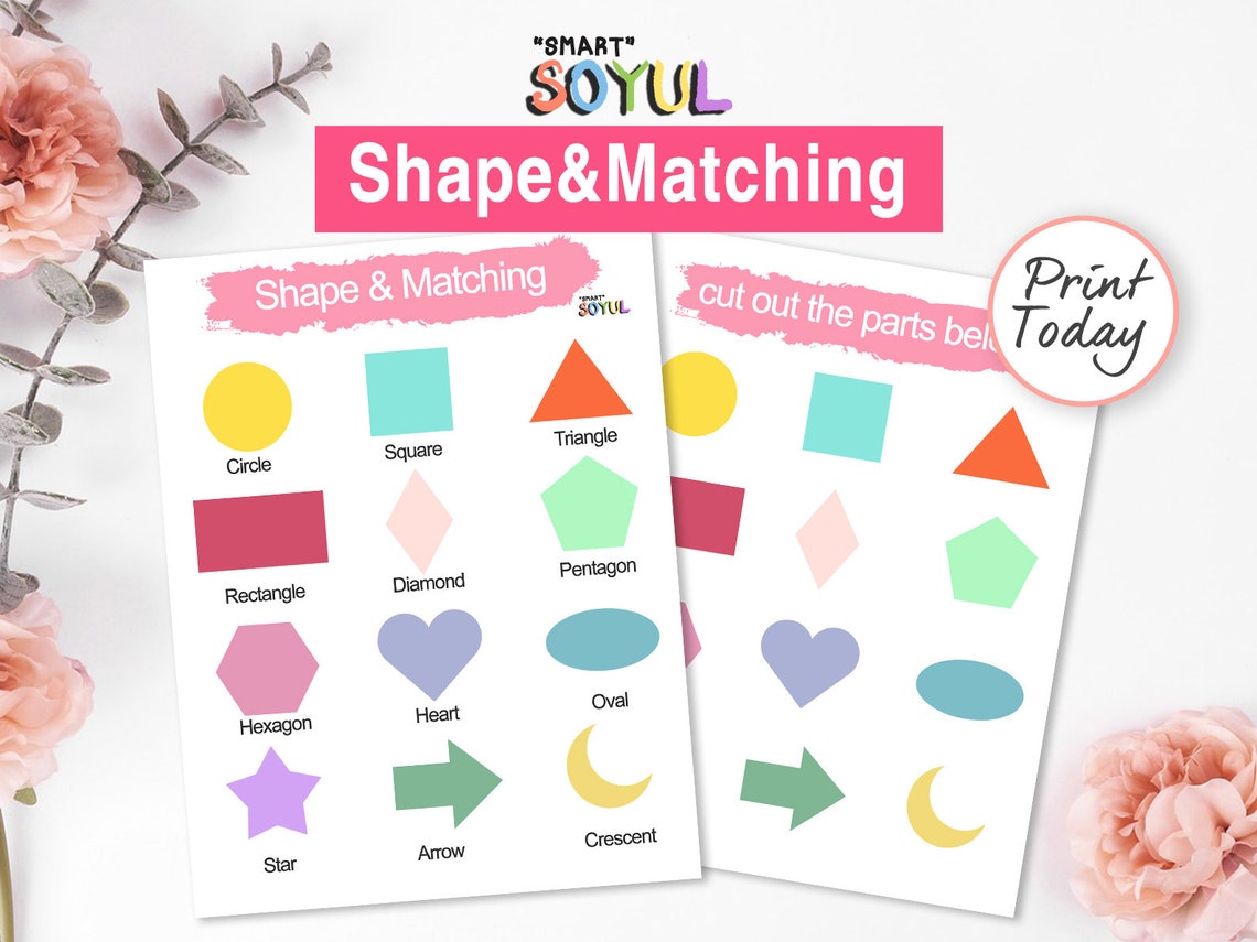 Shapes, Shape Matching Game, Educational Preschool Printable, Kids ...