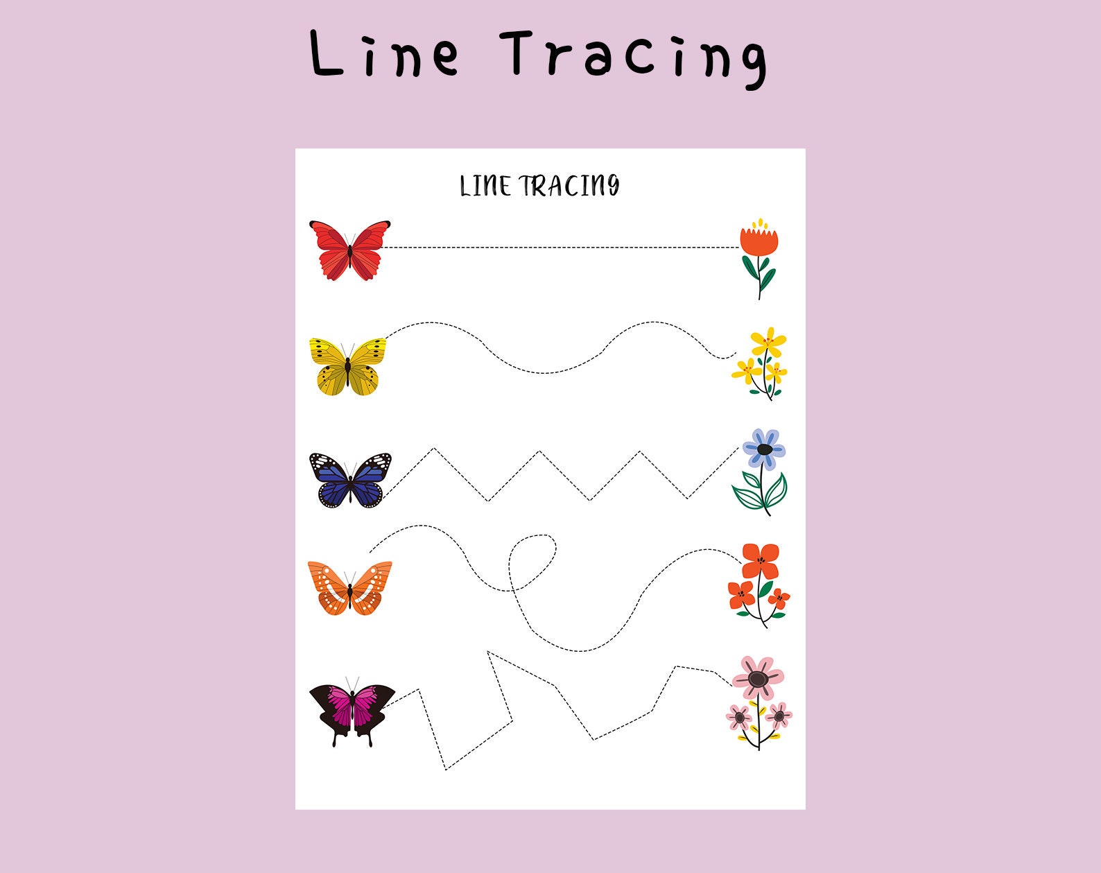 Line Tracing, Preschool Worksheet , Line Drawing, Tracing Practice, Pre ...