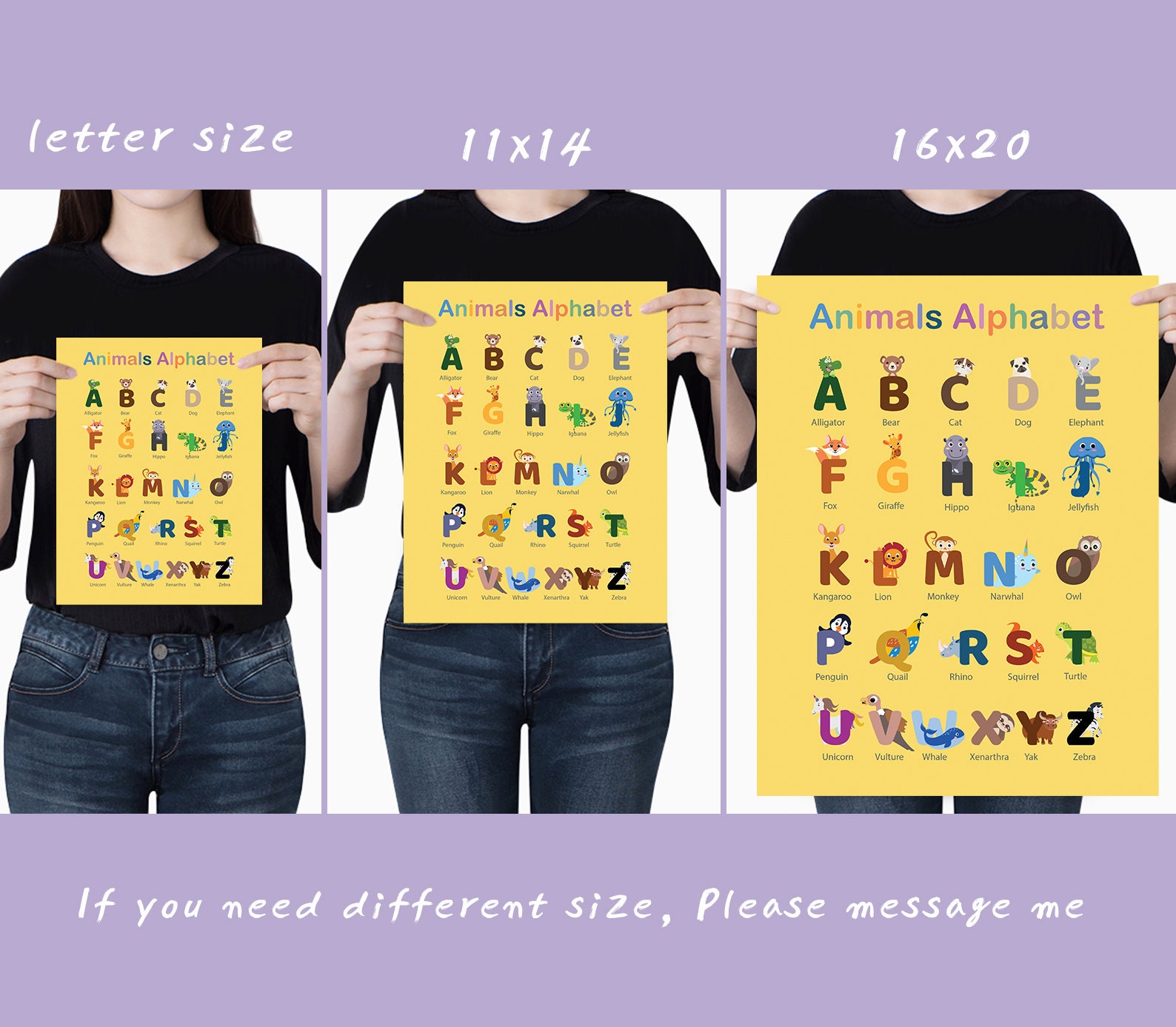 ABC Poster, Animal Alphabet Poster Wall Art , Woodland Nursery Decor ...