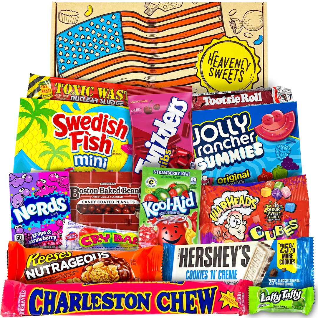 American Candy Box Hamper American Sweets and Chocolate Bar Gift Box ...