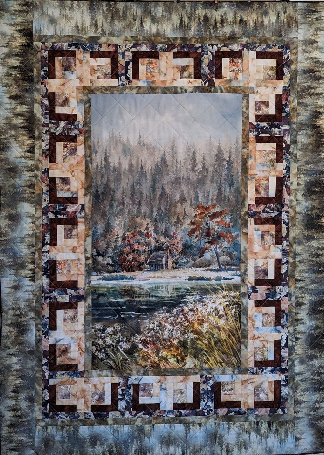 Handmade Log Cabin Quilt: Cabin in the Woods Cotton Throw (67x48) - Etsy