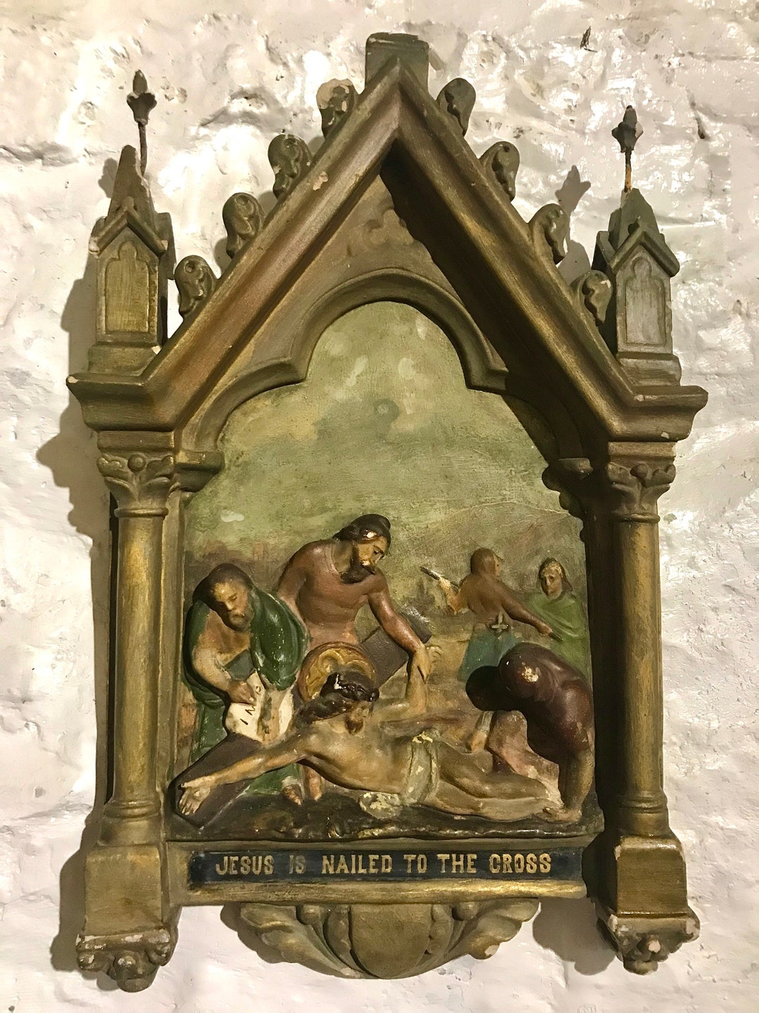 Antique Plaster Station of the Cross - Etsy