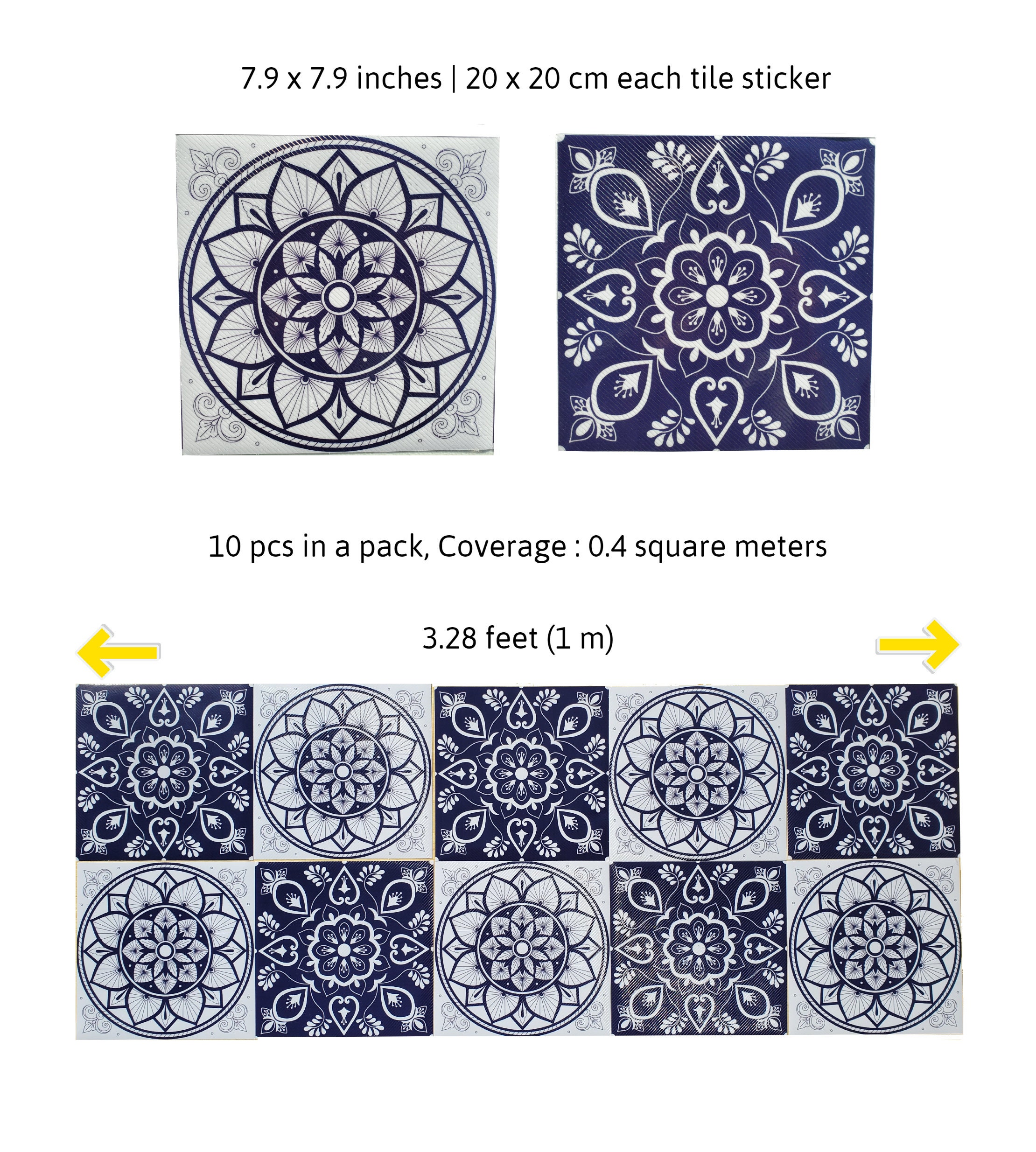 Pack of 10 Wall deco Tile Sticker Kitchen bathroom | Etsy