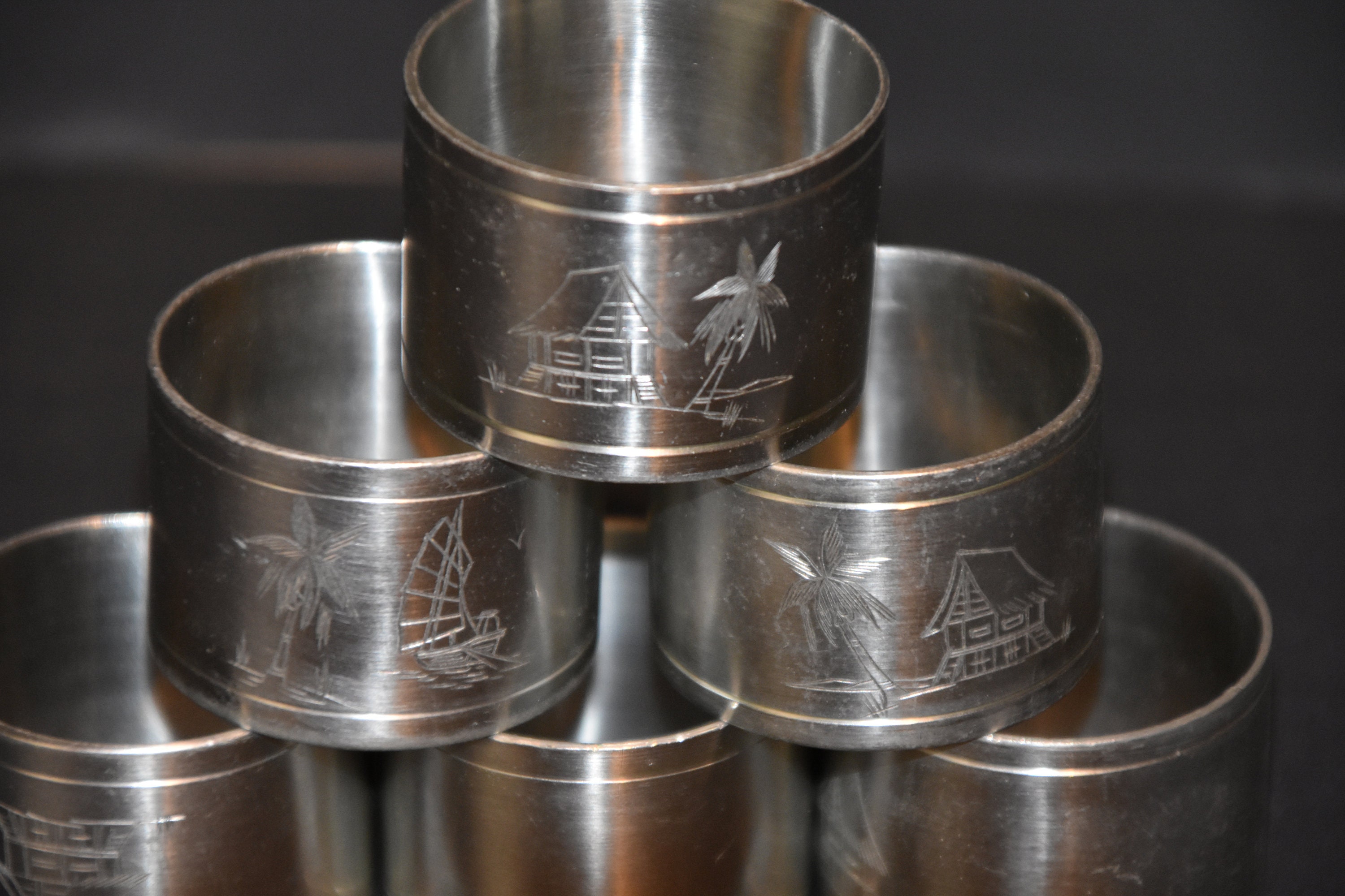6 Napkin Rings From Tin / Malaysia - Etsy UK