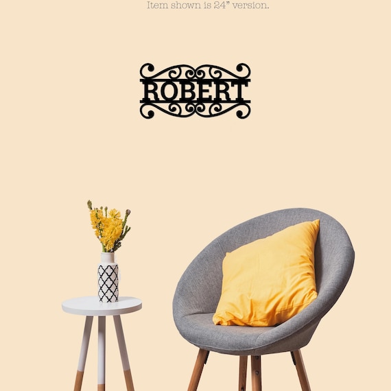 Metal Scroll Last Name Sign 13 Colors Wall Art Customized | Etsy