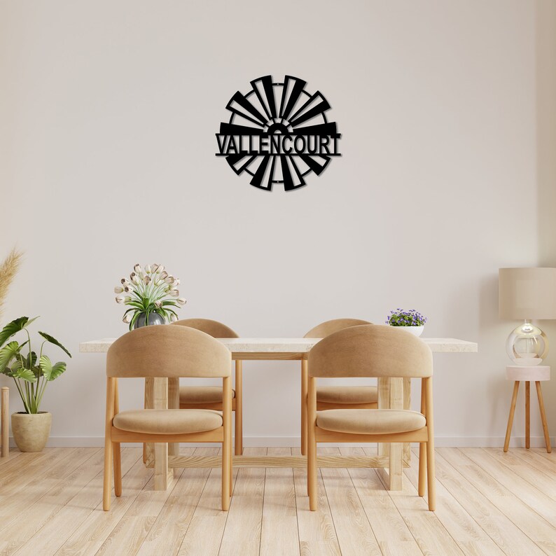 Personalized Windmill Metal Wall Sign Last Name Farmhouse - Etsy