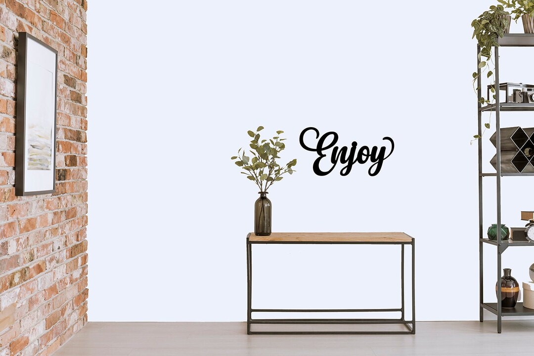 Enjoy Script Metal Word Sign Rustic Metal Sign Cursive Farmhouse Decor ...